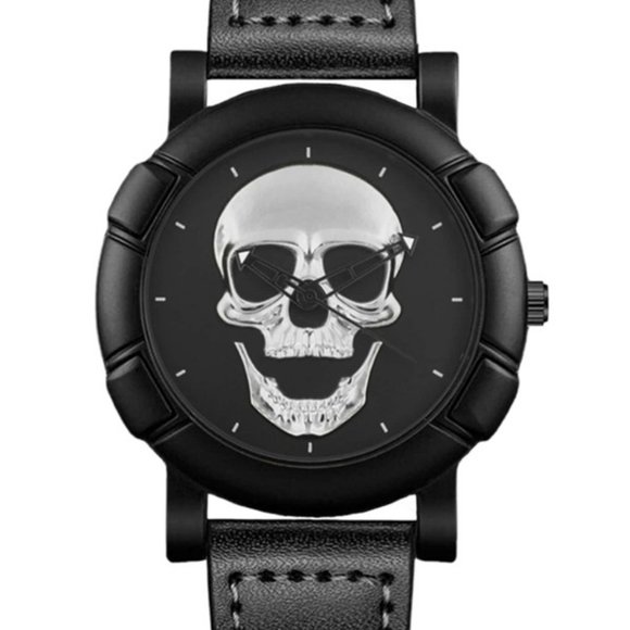 DeMoss | Accessories | Blacksilver Skull Quartz Watch | Poshmark